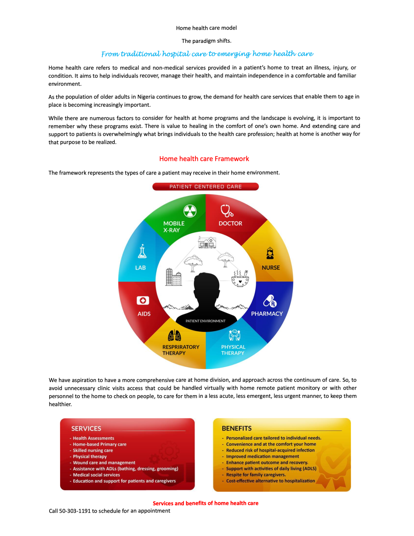 Home Health Care Model - Orlu United Medical Centre